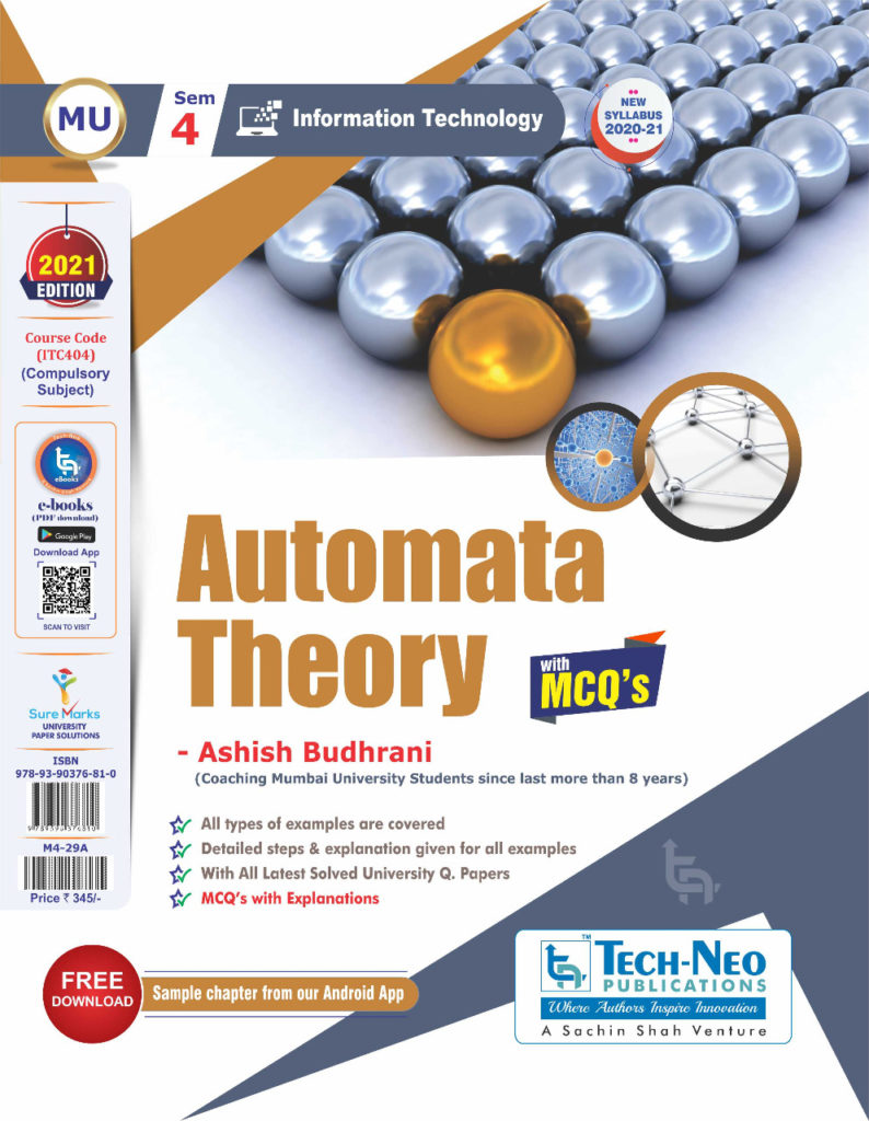Techneo – Automata Theory, by A. Budhrani – MU – bookwalas Techneo – Automata Theory, by A. Budhrani – MU – bookwalas