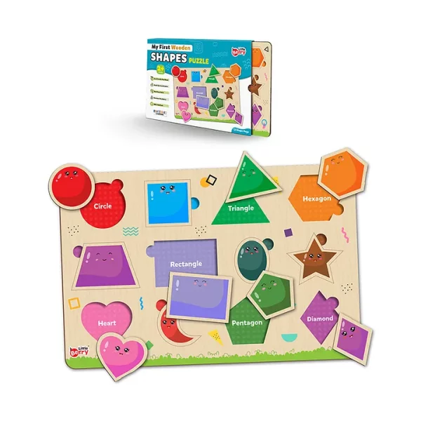 Little Berry – My First Wooden Shapes Puzzle, 12 Shape Pegs – bookwalas